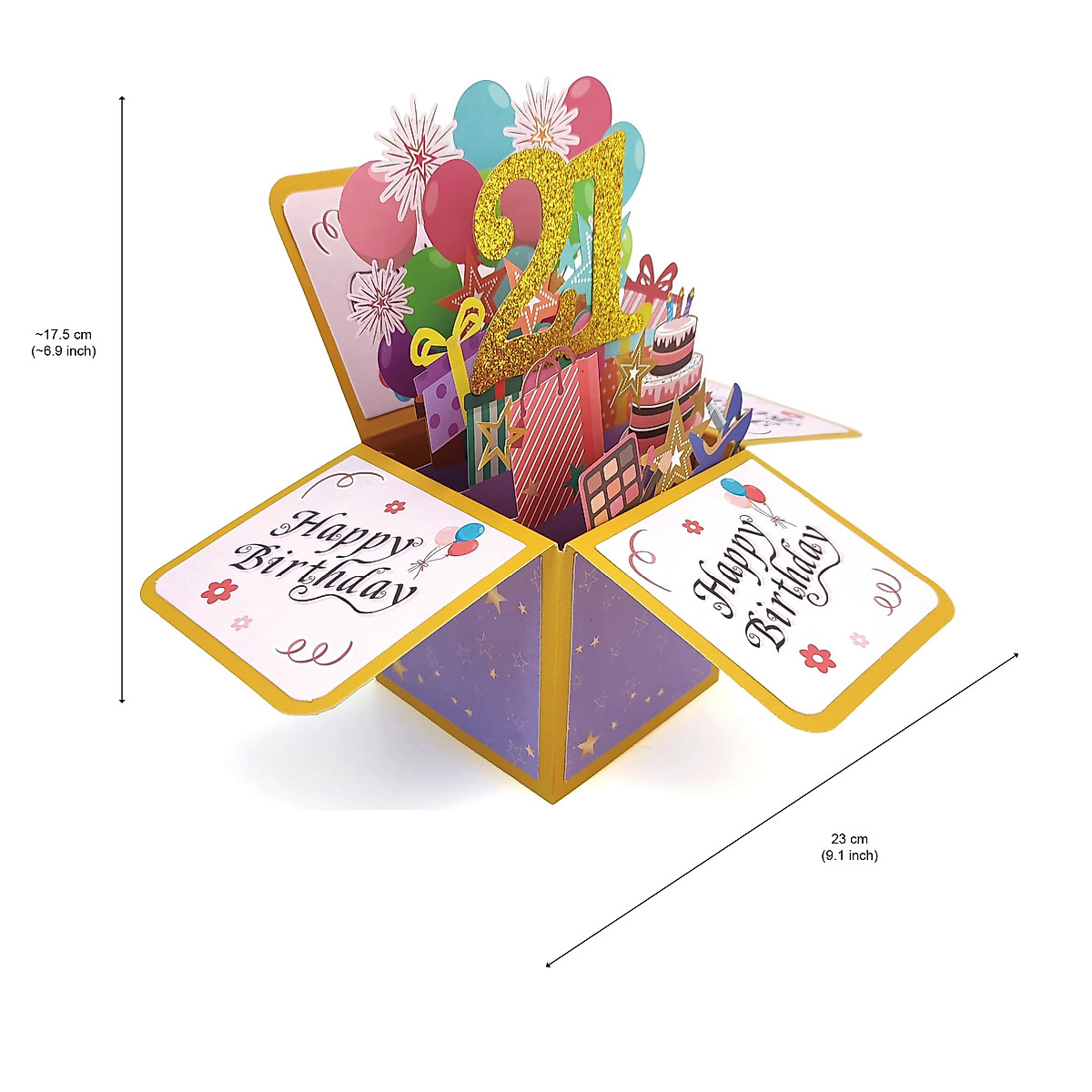 21st Birthday Pop-Up Card - Delightful Birthday Greeting Card for Her - Perfect 21st Birthday Gift for Sisters, Daughters, and Nephews - 21 Years Old Birthday Card with Blank Note and Envelope