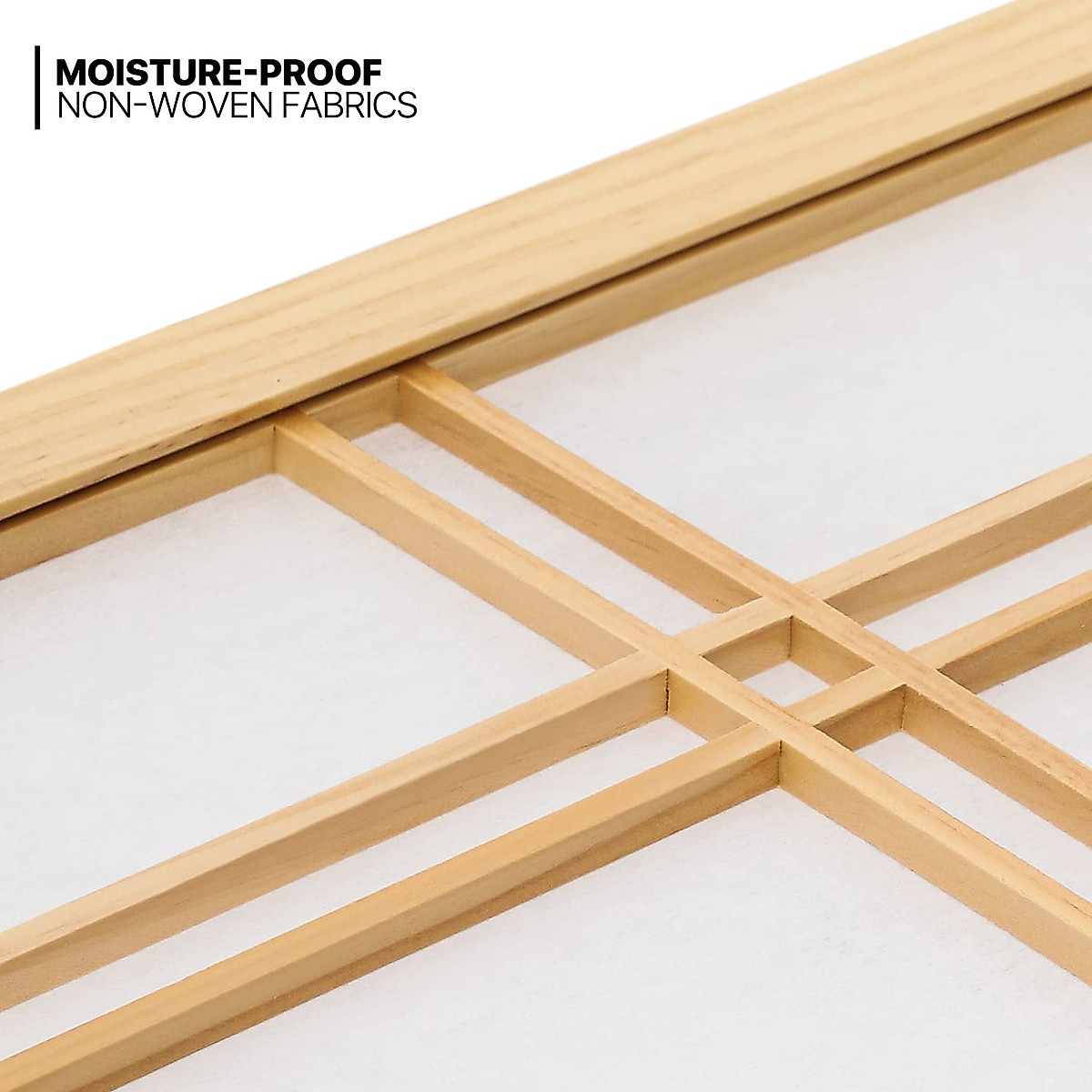 MoNiBloom Oriental Room Dividers and Folding Privacy Screens 5.7ft Shoji Room Divider Double Cross Folding Partition Freestanding Wood Wall Dividers with 4 Panel for Office Changing Room, Natural