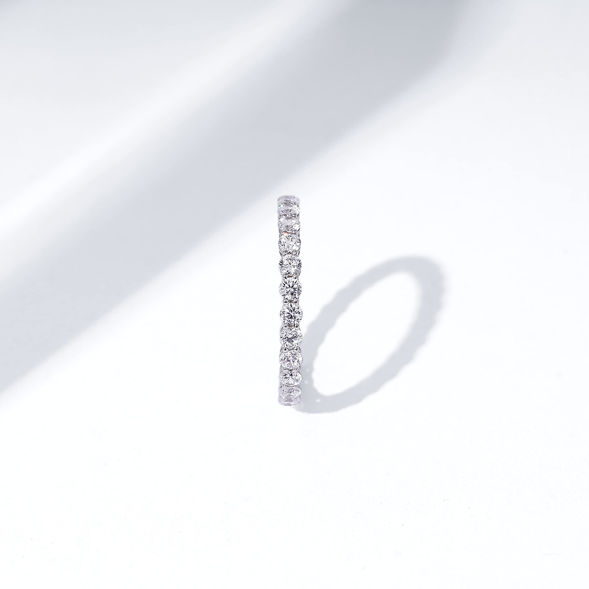 Amazon Essentials Platinum Plated Sterling Silver All-Around Ring set with Round Infinite Elements Cubic Zirconia (1 cttw), Size 5 (previously Amazon Collection)