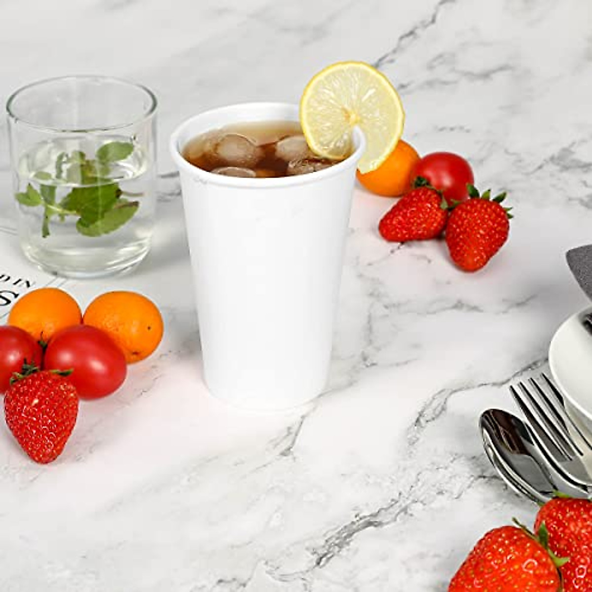 LOCONHA [150 Pack] 12 oz White Paper Cups, Disposable Paper Coffee Cups