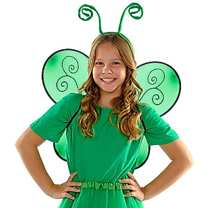 Funcredible Green Bug Wings and Antenna Headband - Fly Wings - Mantis Antenna Headband - Fly Costume - Insect Costume for Kids and Adults