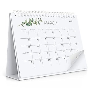 Aesthetic Small Desk Calendar 2023 with Stickers - Runs From October 2022 until June 2024 - Beautiful Greenery 6" x 8" Flip Desktop Calendar for Easy and Effective Organizing