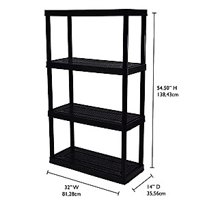 Gracious Living 14'' x 32'' x 54.5'' 4-Shelf Fixed Height Ventilated Medium Duty Shelving Unit for Home, Garage, Basement, Laundry, Black (2 Pack)