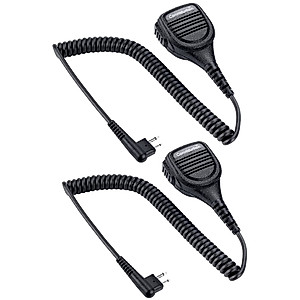 commountain Speaker Mic for Motorola Radios R2 BPR40D BPR40 CP100D CP200D CP200 CP185 CLS1410 CLS1110 DLR1060 RDU4100 RDU4160D RMU2040 RMU2080D CLS DTR RDU RMU,2 Pin Shoulder Microphone-2 Pack