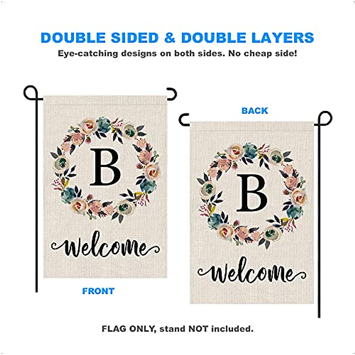 PARTY BUZZ Monogram B Garden Flag, Small Mini Initial Letter Outside Outdoor Burlap Yard Flag (12x18, Double Sided)