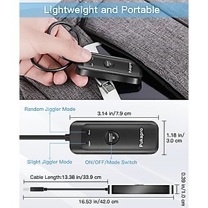 Pukapro Mouse Jiggler Undetectable Mouse Mover Wiggler Driver-Free Automatic Mouse Shaker, Undetectable USB Mouse Jiggler with ON/Off Switch, Plug & Play- Black