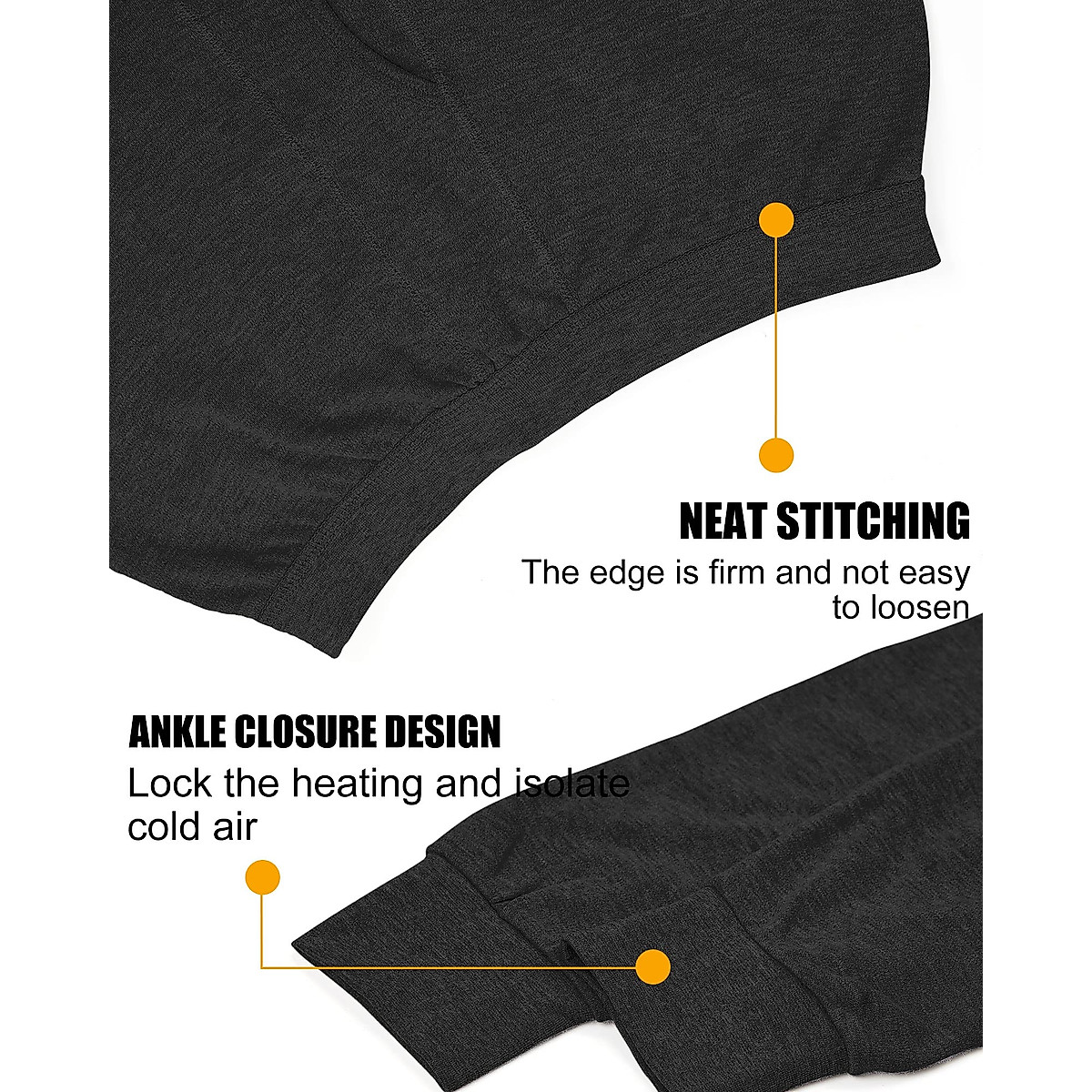 Jecery 4 Pcs Lightweight Men's Thermal Underwear Pants Warm Long Johns Leggings Base Layers Bottoms Winter (Black Gray,Large)