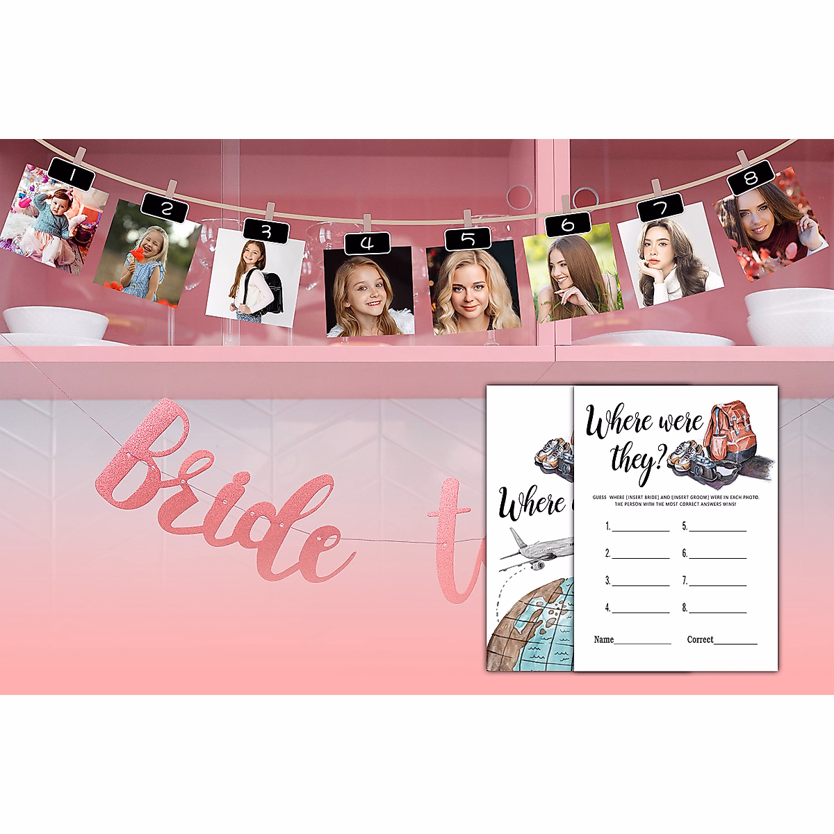 Bridal Shower Games - Where Were They Wedding Shower Party Card Game - Couples Photo Game - Hand Drawn Minimalist Themed Bachelorette/Engagement Party Supplies Activities Decorations (A03)