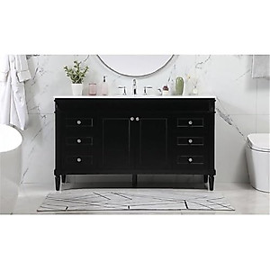 Elegant Decor Indoor Modern Under Sink Bathroom Fixtures Storage Organizer Cabinet 60 inch Single Bathroom Vanity - Black