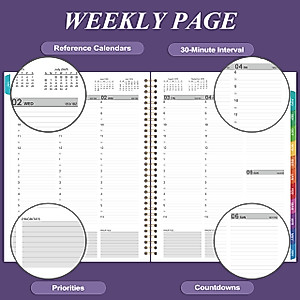 2023 Weekly Appointment Book & Planner - 2023 Daily Hourly Planner with Twin-Wire Binding, 8" x 10", Appointment Book from January 2023- December 2023, Hourly Interval, Lay - Flat, Round Corner, Thick Paper - Purple