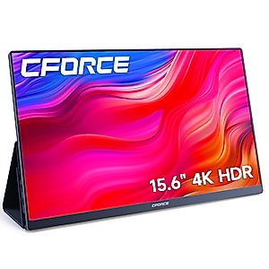 c-force Portable Monitor, 15.6'' 4K UHD Laptop Monitor USB C HDMI Computer Display HDR Eye Care External Screen w/Smart Cover for PC Mac Phone Xbox Switch PS5