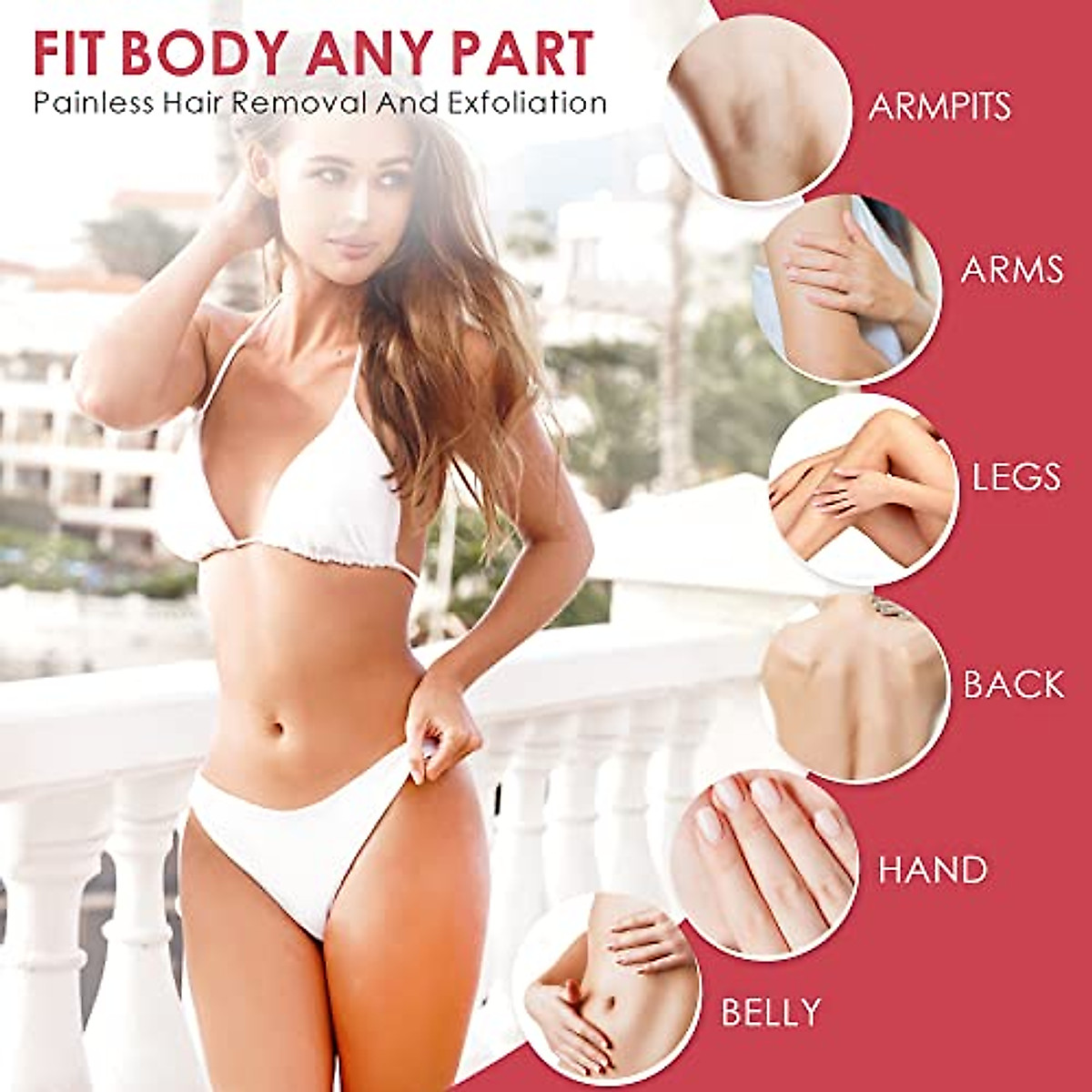 Crystal Hair Eraser for Women and Men, Hair Removal Magic Hair Eraser, Painless Exfoliation Hair Removal Tool for Arms Legs Back, Reusable Washable Portable Crystal Hair Remover - Mistyrose