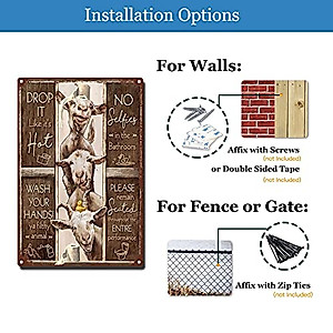 RNIIOPX Tin Sign Funny Goat Bathroom Rules Metal Tin Sign Wall Decor for Office/Home Decor Gifts 8"x12" (Tin Sign)