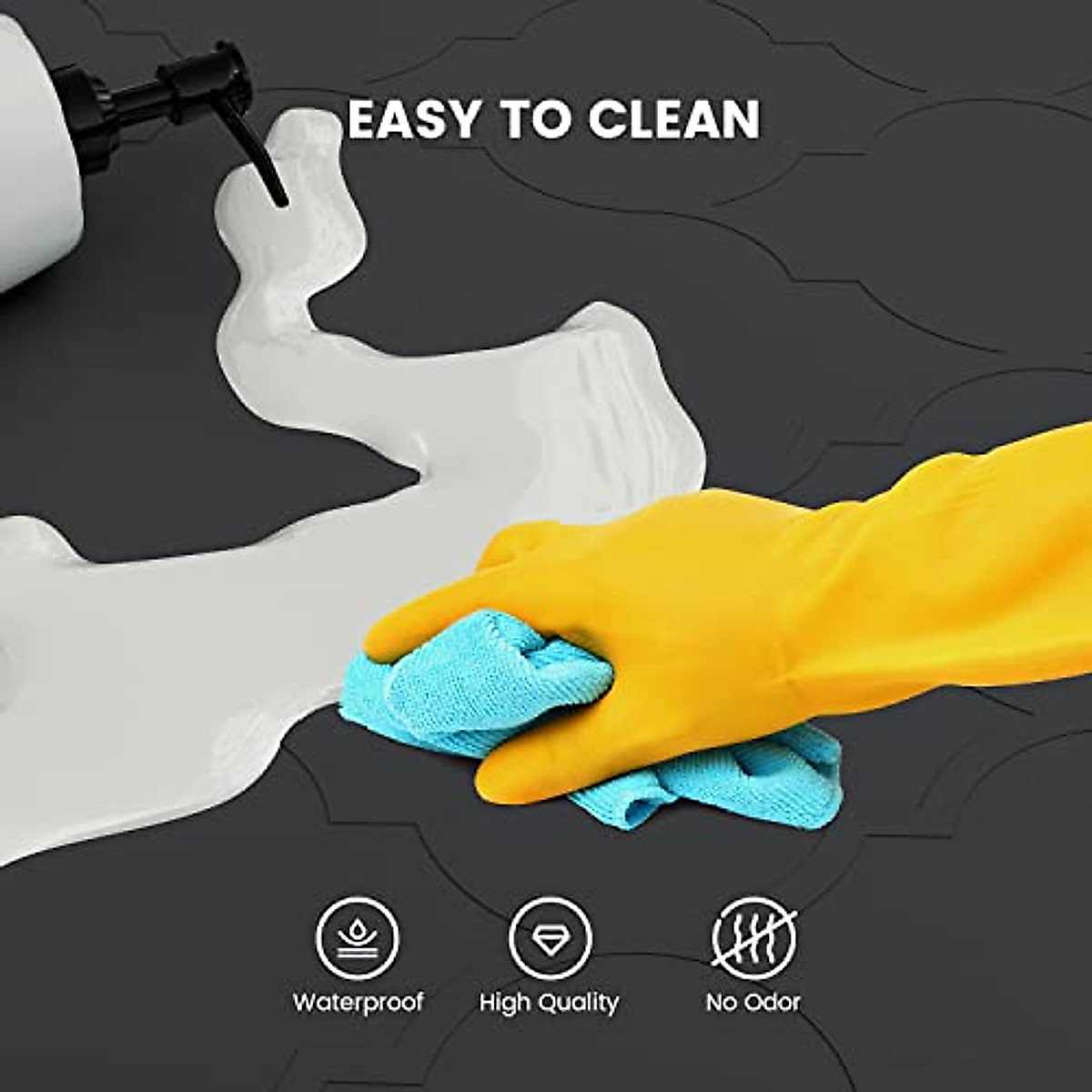 Under Sink Mat, 34" x 22" Silicone Kitchen Cabinet Tray, Waterproof & Flexible Under Sink Liner for Kitchen Bathroom and Laundry Room(Black)