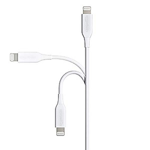 Amazon Basics USB-A to Lightning ABS Charger Cable, MFi Certified Charger for Apple iPhone 14 13 12 11 X Xs Pro, Pro Max, Plus, iPad, 6 Foot, White