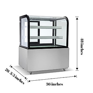 WESTLAKE 36 "W Commercial Refrigerated Bakery Display Case Curved Glass Stainless Steel Refrigerated Bakery Display Case with LED Lighting