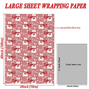 SaringSwoon Pink Christmas Wrapping Paper for Boys Girls Kids - Xmas Gift Wrap With Santa, Gnome, Rustic Red Trucks, Polar Bear on Pink Designs - 40×28 Inches, 6 Folded Sheets
