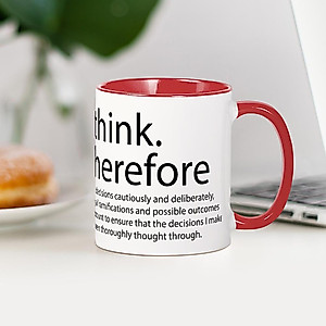 CafePress I Think Therefore I Am Thinking Mug Ceramic Coffee Mug, Tea Cup 11 oz