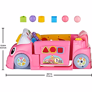 Fisher-Price Baby Learning Toy Laugh & Learn Crawl Around Car Activity Center with Smart Stages for Infants Ages 6+ Months, Pink (Amazon Exclusive)