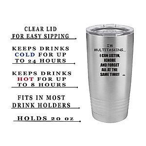 Rogue River Tactical Funny Sarcastic Office Work 20 Oz. Travel Tumbler Mug Cup w/Lid Vacuum Insulated Hot or Cold Multitasking (Silver)
