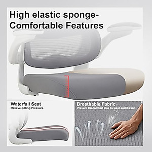 TRALT Office Chair Ergonomic Desk Chair, 330 LBS Home Mesh Office Desk Chairs with Wheels, Comfortable Gaming Chair, High Back Office Chair for Long Hours, Office Chair for Study and Work (White)