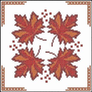 Herrschners Autumn Leaves Quilt Blocks Stamped Cross-Stitch