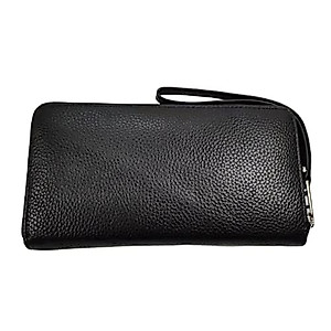 Meboer Women's Leather Wristlet Clutch Wallet Long Purses, Black
