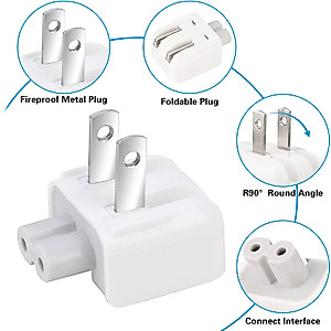 2 Pcs Mac AC Wall Adapter Plug Duckhead US Wall Charger AC Cord US Standard Duck Head for MacBook Mac iBook/iPhone/iPod AC Power Adapter Brick