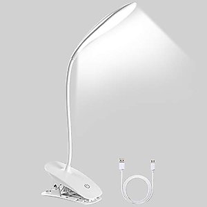 URAQT LED Desk Lamp with Clamp,LED Desk Lamp for Home Office 360° Flexible Adjustable Arm Touch Table Lamp with 3 Brightness Levels Gooseneck Desk Lamp Cordless Rechargeable Dimmable Desk Light