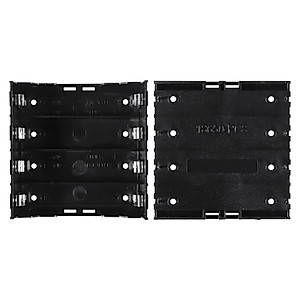 Coliao 6pcs 18650 Battery Case Holder 4 Slots X 3.7V 18650 Battery Storage Box, in Parallel Black Plastic Batteries Clip Box with Pin for DIY Parallel or Series Circuit PCB Projects