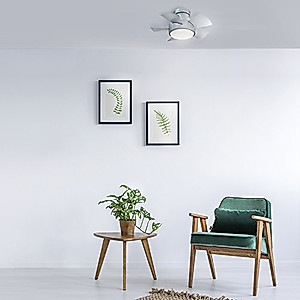 Modern Forms Vox Indoor and Outdoor 5-Blade Smart Flush Mount Ceiling Fan 26in Matte White with 3000K LED Light Kit and Remote Control, (FH-W1802-26L-MW)