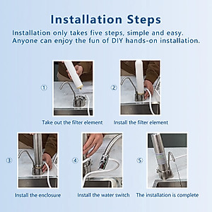 FACHIOO Countertop Water Filter, NSF/ANSI 42&53 Certified,4-Stage Stainless Steel Faucet Water Filter for 8000 Gallons, Reduces Heavy Metals, Bad Odor and 99% Chlorine(1 Ceramic Filter Included)