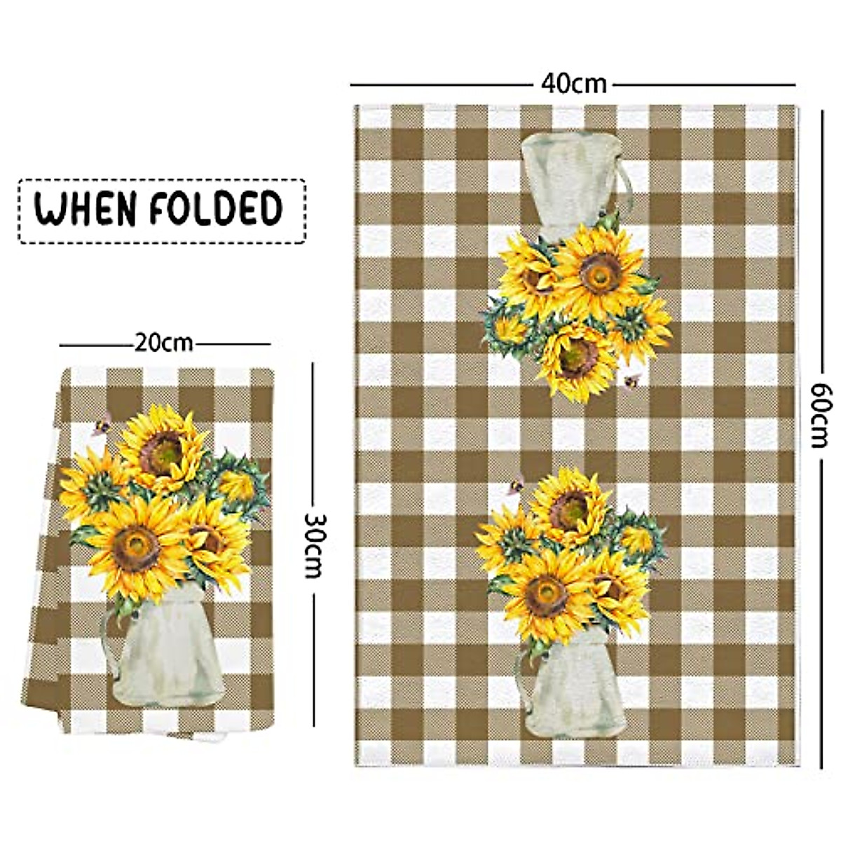 pinata Sunflower Kitchen Towels Set of 4-Gnome Bee Sunflower Dish Towels-Hello Sunshine Seasonal Tea Towels-Cute Home Sweet Home Hand Towels-Housewarming Gifts Sunflower Kitchen Decor for New Home