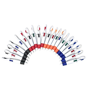 Funiverse 20 Bulk Multi-Colored Ink Shuttle Pen with Carabiner Clip Assortment