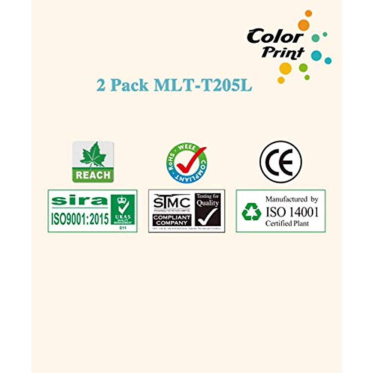 2-Pack of BlackColorPrint Compatible MLTD205L Toner Cartridge Replacement for Samsung MLT-D205L D205L 205L Work with ML-3312ND ML-3312DW ML-3712ND SCX-4835FD SCX-4835FR SCX-5339FR SCX-5739FW Printer