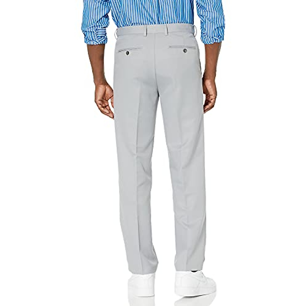 Amazon Essentials Men's Classic-Fit Expandable-Waist Pleated Dress Pant, Light Grey, 31W x 28L