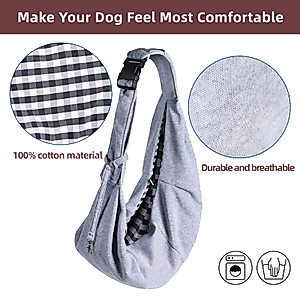 Dog Carrier Sling - Puppy Sling Carrier with Adjustable Shoulder Strap, Reversible Puppy Carrier Purse with Storage Pocket, Hand-Free Dog Sling Carrier for Carry Small Dogs, and Cats (Gray)