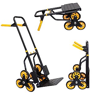 Mount-It! Stair Climber Hand Truck and Dolly, 330 Lb Capacity Heavy-Duty Folding Trolley Cart with Telescoping Handle and Rubber Wheels, Stair Climbing Dolly for Home, Office, Commercial & Industrial