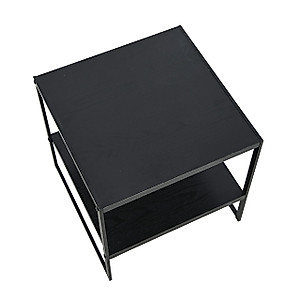 Household Essentials Black Oak Square Side Table with Shelf