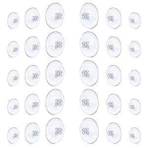 Whaline 30 Packs Suction Cup Plastic Sucker Pads Without Hooks, Clear, 3 Size, 45 mm, 30 mm, 20 mm