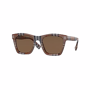 BURBERRY Cooper BE4348 396673 52MM Brown Check/Dark Brown Square Sunglasses for Men + BUNDLE With Designer iWear Complimentary Eyewear Kit