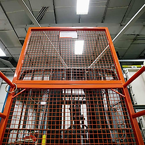 Titan Attachments Forklift Safety Cage 45" x 43", 2 Person Design with 1,200 LB Loading Capacity, Forklift Man Basket, Provide Safety for Most Aerial Jobs, Collapsible Work Platform