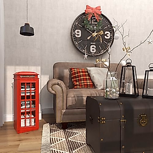 Deco 79 Wooden Telephone Room Storage Unit Vintage London Booth 2 Shelf Storage Cabinet, Accent Cabinet 11" x 9" x 30", Red