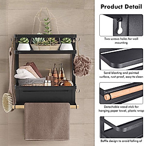 Dr.BeTree Magnetic Shelf, Magnetic Spice Rack for Refrigerator No Drilling Magnetic Or Wall Mount Screws Spice Rack Organizer 2 Tier Kitchen Refrigerator Storage Rack-Black