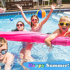 48 Pieces Summer Sunglasses Beach Balls Bulk Party Favors for Kids 24Pack Neon Sunglasses 24Pack Beach Balls Kid Boys Girls Graduation Party Supplies for Beach Day Pool Party Favors Goodie Bag Favors