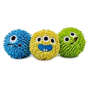 HugSmart Pet – Spiky Monster Dog Balls (3-Pack) | Plush Squeaky Ball for Dogs, Small, Medium Breeds ｜No Stuffing, Interactive Fetch, Squeaky Dog Toys for Aggressive Chewers, Designed in Canada