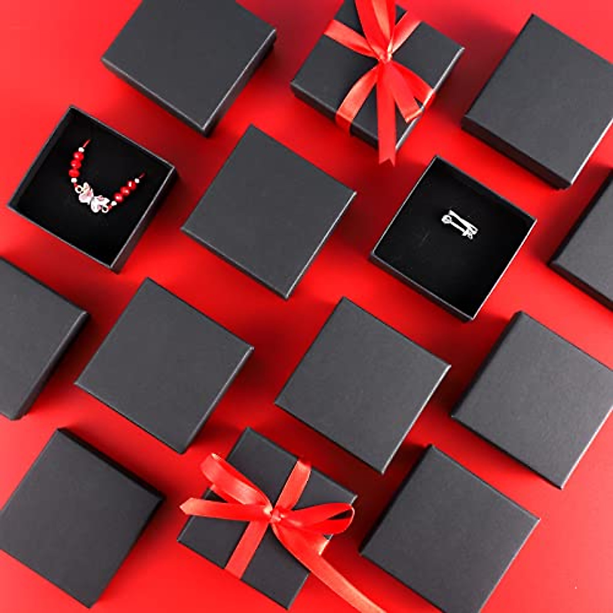 WSICSE 12 Pcs Jewelry Gift Boxes, Small Gift Boxes for Necklace Ring Bracelet Earring Cotton Filled Jewelry Box for mothers day Jewelry Gifts Organizer
