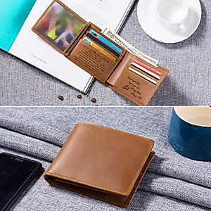 Fundykee Engraved Mens Wallet Personalized Leather Wallet for Men Husband Dad Son Boyfriend Love Custom Gifts (Tri-fold wallet to my love)