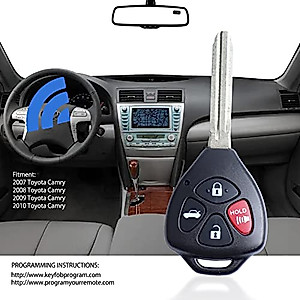 Keyless Entry Remote Control Key Fob Uncut Blade Fit for 2007 2008 2009 2010 Toyota Camry LE FCCID: HYQ12BBY 4D67 Chip 314.4Mhz Set of 2