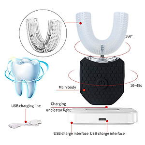 Magentak Automatic Electric Toothbrush for Adults, 360 Degree Electric Toothbrush, Electric Travel U Shape Toothbrush, Black